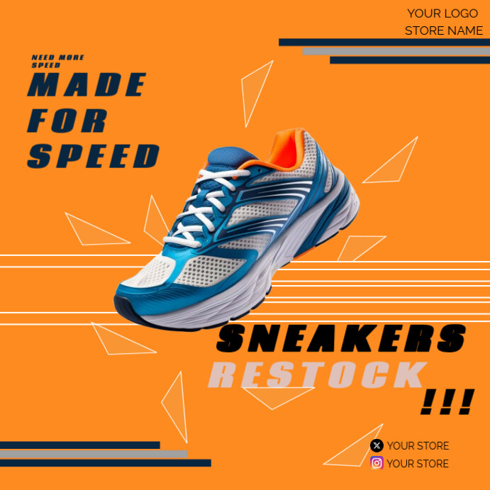 Orange Sneaker Post Template | PosterMyWall