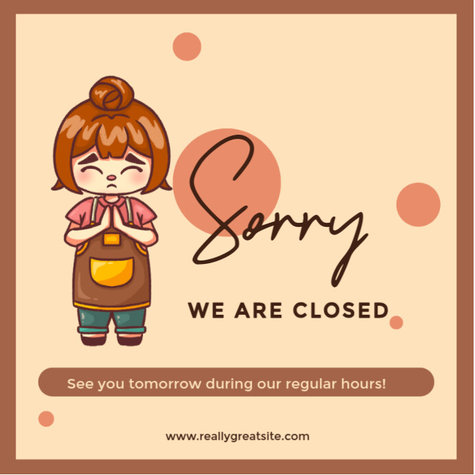 Orange Sorry We Are Closed Instagram Post Template | PosterMyWall