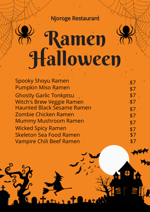 Copy of Orange Spooky Halloween Menu | PosterMyWall
