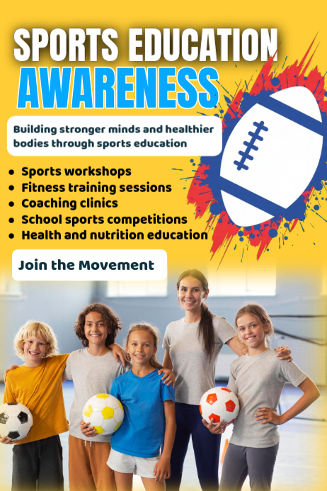 Orange Sports Education Awareness Poster Template | PosterMyWall