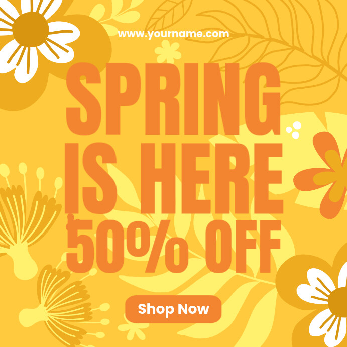 Orange Spring Sale Flowers Instagram Post Template | PosterMyWall