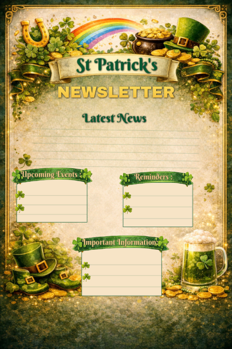 Orange St. Patrick's Day Newsletter Poster Template | PosterMyWall