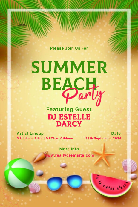 Orange Summer Beach Poster Template | PosterMyWall