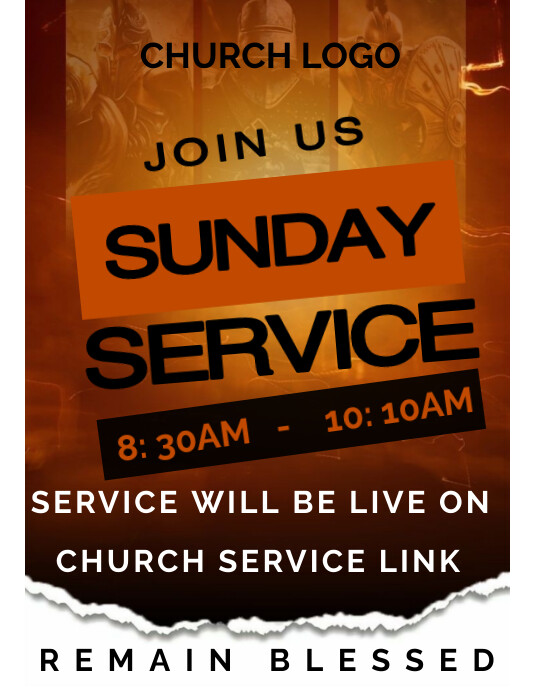 Orange Sunday Service Flyer (us Letter) Template | PosterMyWall