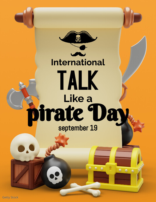 Orange Talk Like A Pirate Day Flyer (us Lett Template | PosterMyWall