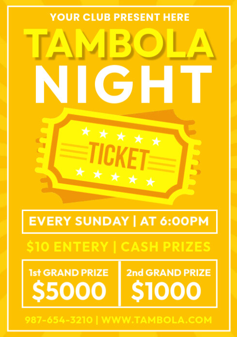 Plantilla de Orange Tambola Night A4 | PosterMyWall