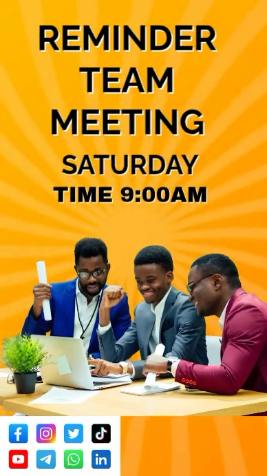 Orange Team Meeting Reminder Instagram Reel Video Template | PosterMyWall