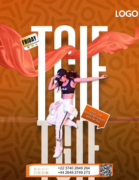 Orange Thank God Its Friday Flyer (us Letter Templat | PosterMyWall