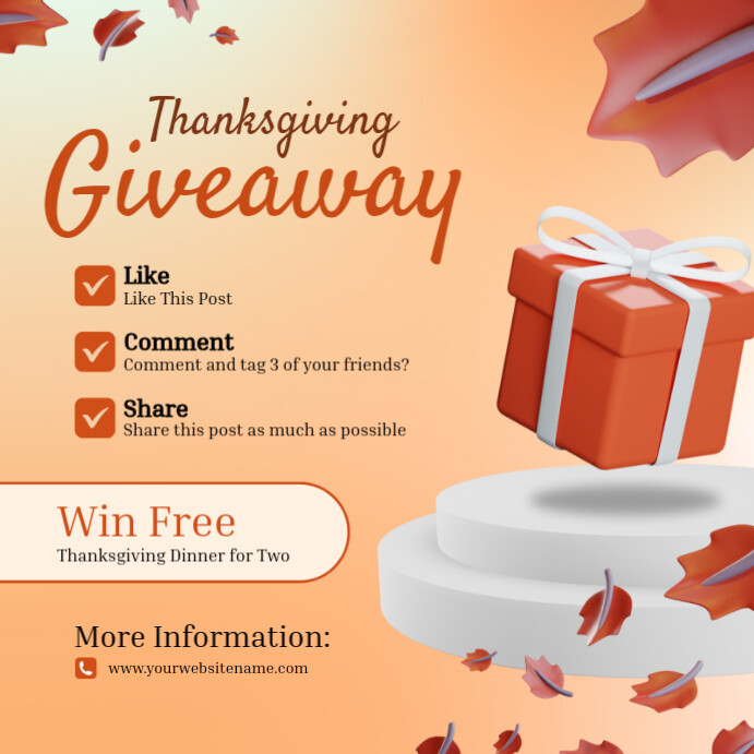 Copy of Orange Thanksgiving Giveaway Instagram Post | PosterMyWall