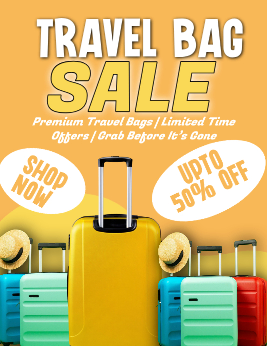 Orange Travel Bag Sale Flyer Template | PosterMyWall