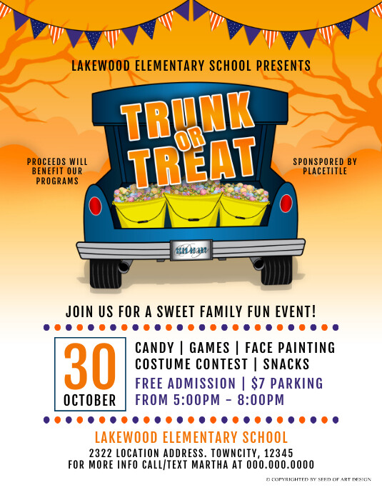 Orange Trunk or Treat Car Trunk Halloween Eve Template | PosterMyWall