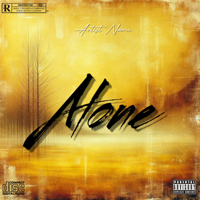 Orange Typographic Alone Mixtape Cover Album Cover Template | PosterMyWall