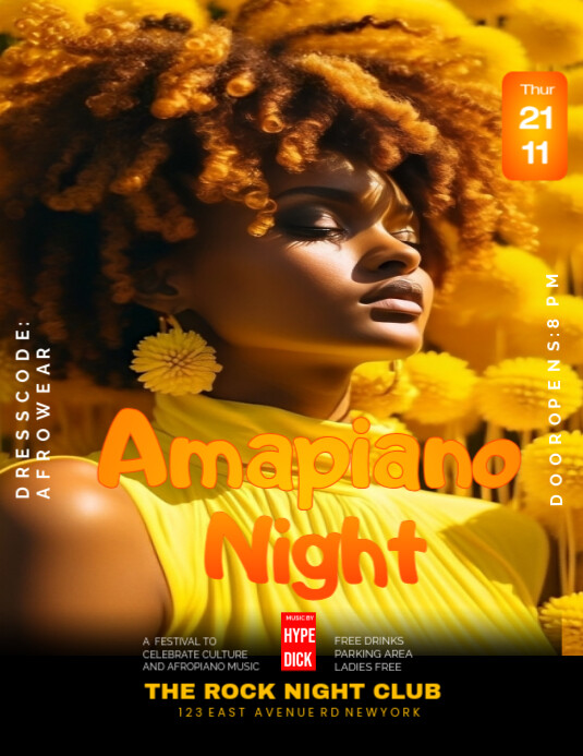 Copy of Orange Typographic Amapiano Party Night Flyer (us Letter ...
