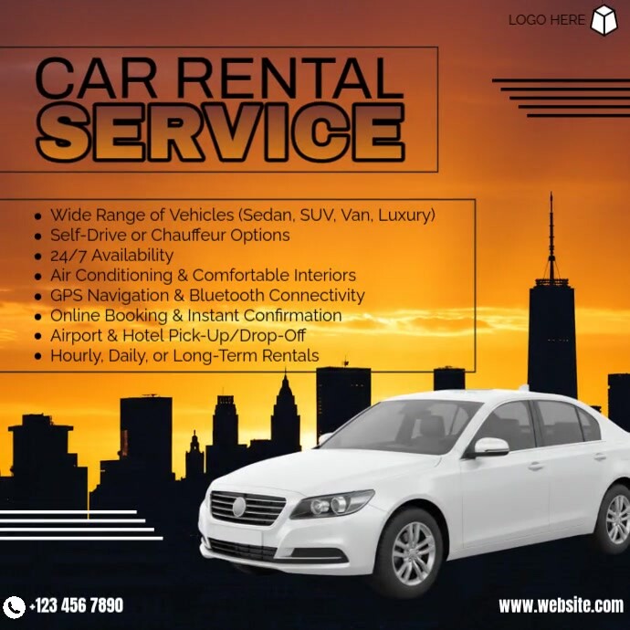 Plantilla de Orange Typographic Car Rental Service Template Instagram ...