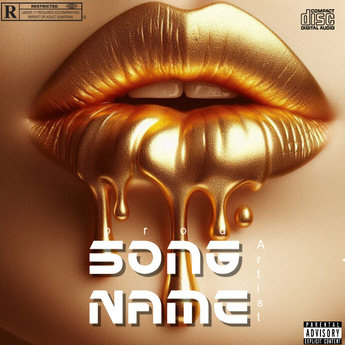 Modèle Orange Typographic Golden Lips Song Mixtape Album Cover ...