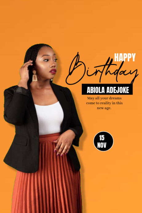 Orange Typographic Happy Birthday Templates Poster | PosterMyWall