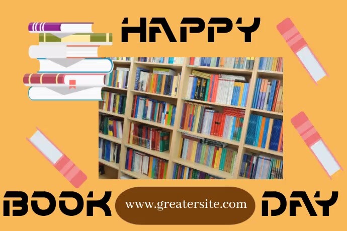 Orange Typographic Happy Book Day Poster Template | PosterMyWall