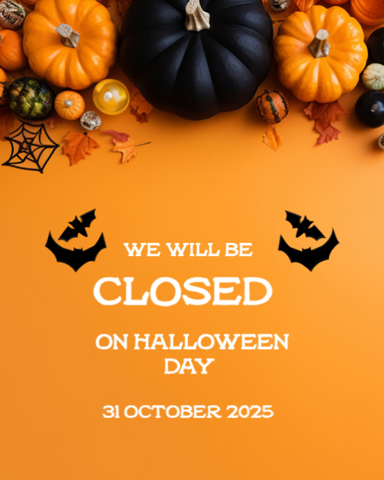 Orange Typographic Happy Halloween Closed Instagram Portrait Template ...