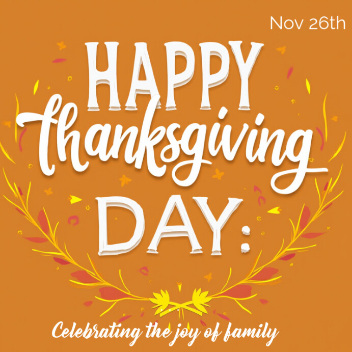 Orange Typographic Happy Thanksgiving Day Celebration Design Template ...