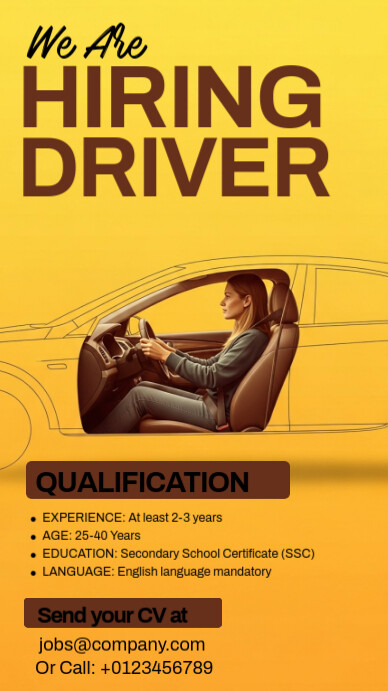 Copy of Orange Typographic Hiring Driver Instagram Story | PosterMyWall