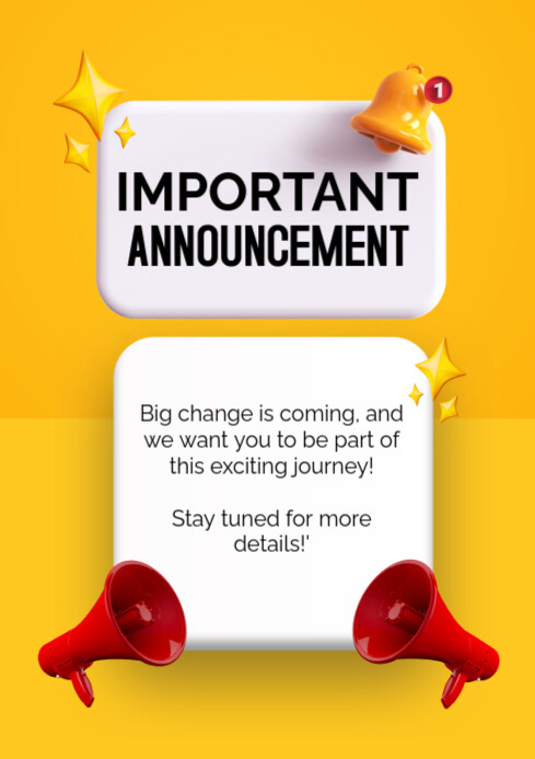Orange Typographic Important Announcement Notification Flyers A4 ...