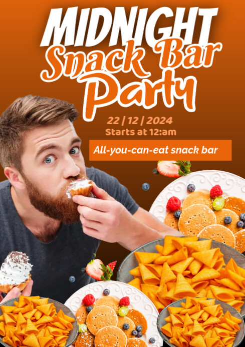 Copy of Orange Typographic Midnight Snack Par Party A2 | PosterMyWall