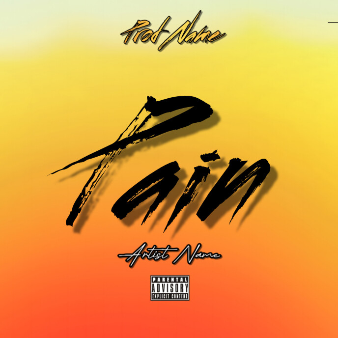 Orange Typographic Pain Mixtape Cover Artwork Album Cover Template ...