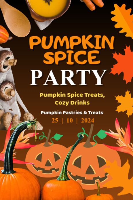 Plantilla de Orange Typographic Pumpkin Spice Party Poster | PosterMyWall