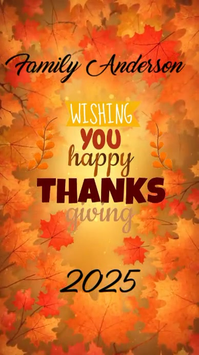 Orange Typographic Tarjeta De Thanksgiving Digital Display (9:16 ...