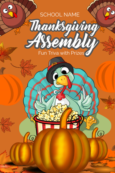 Orange Typographic Thanksgiving Poster Template | PosterMyWall