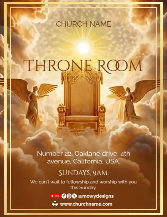 Copy of Orange Typographic Throne Room Church Invitation Flyer (us ...