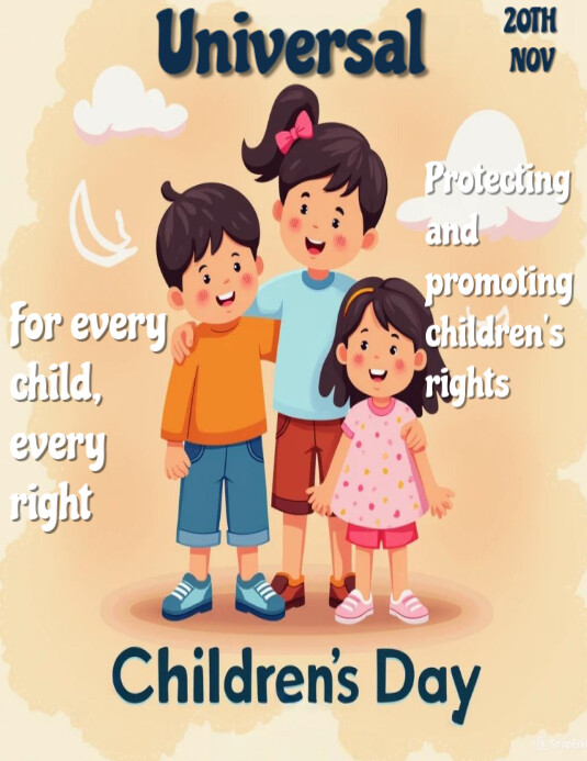 Plantilla de Orange Typographic Universal Children's Day For Every ...