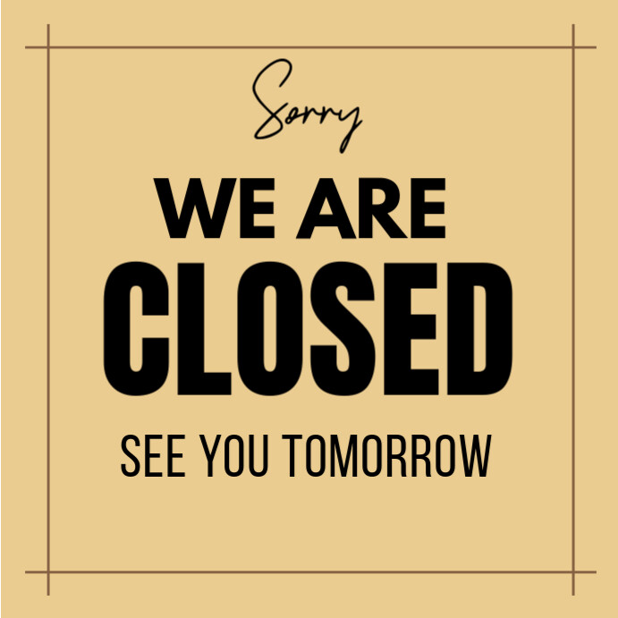 Orange Typographic We Are Closed Instagram Post Template | PosterMyWall