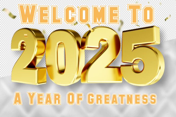 Orange Typographic Welcome To 2025, Happy New Year Poster Template ...