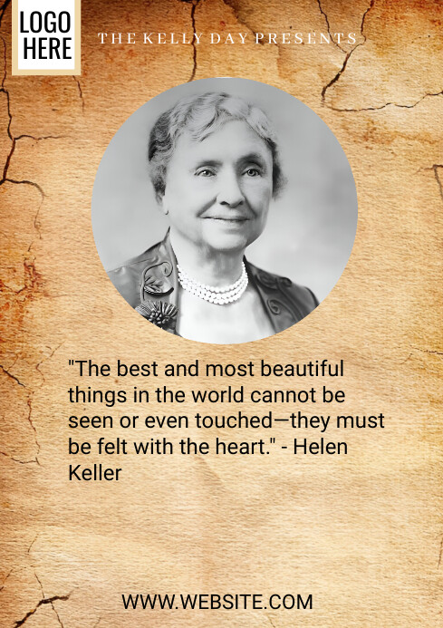 Orange Typography Helen Keller Day A4 Template | PosterMyWall
