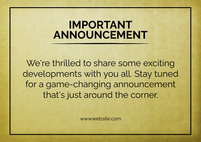 Orange Typography Important Announcement Noti Templat | PosterMyWall