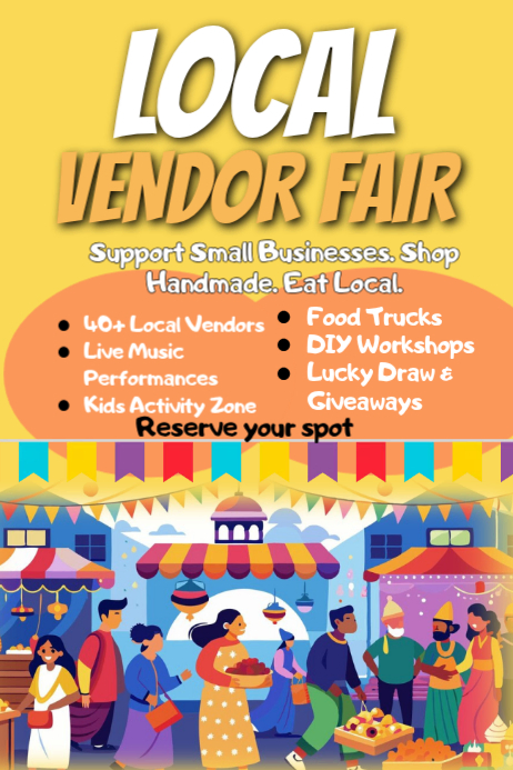 Orange Vendor Fair Poster Template | PosterMyWall