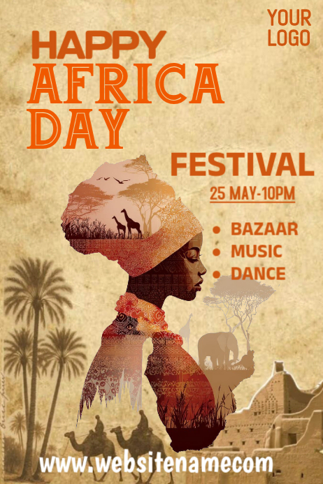 Plantilla de Orange Vintage Africa Day Celebration Poster | PosterMyWall