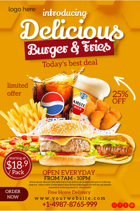 Orange Vintage Food Menu Poster Template | PosterMyWall