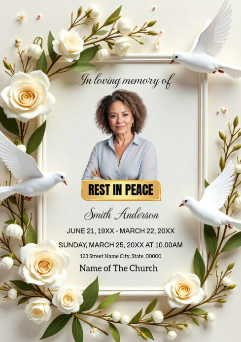 Copy of Orange Vintage Funeral Program Templates A4 | PosterMyWall