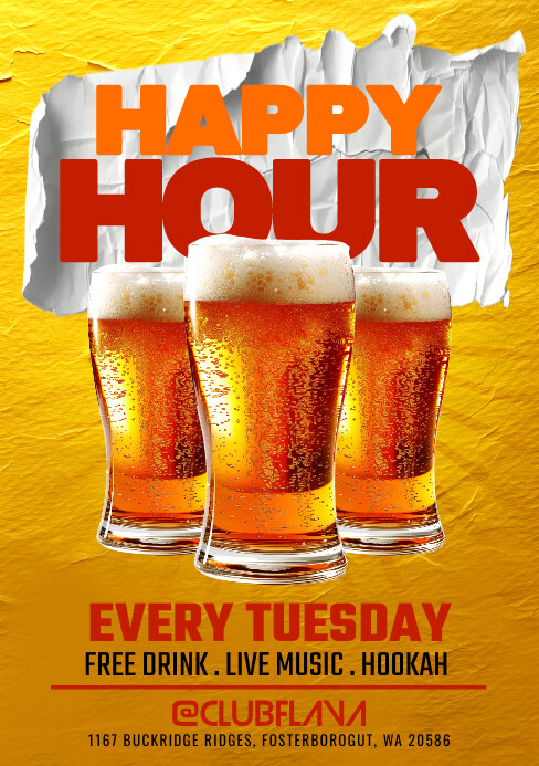 Copy of Orange Vintage Happy Hour A5 | PosterMyWall