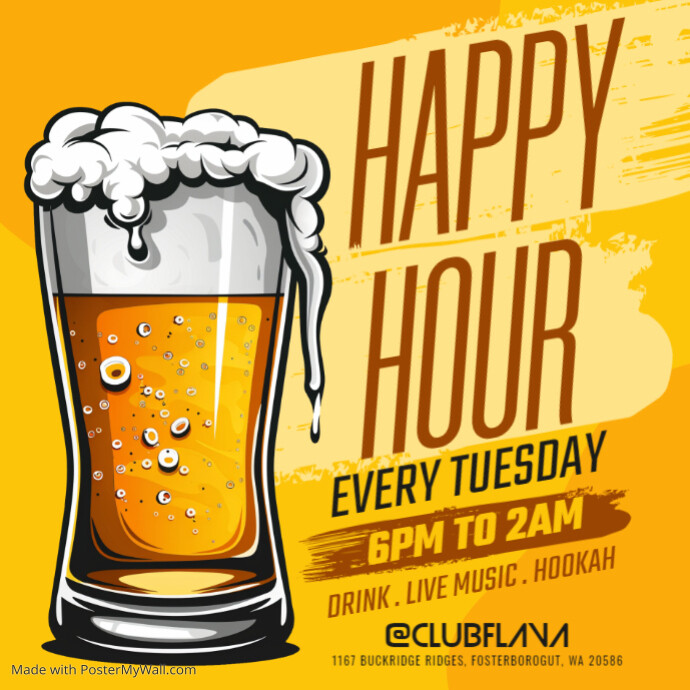 Copy of Orange Vintage Happy Hour A5 | PosterMyWall