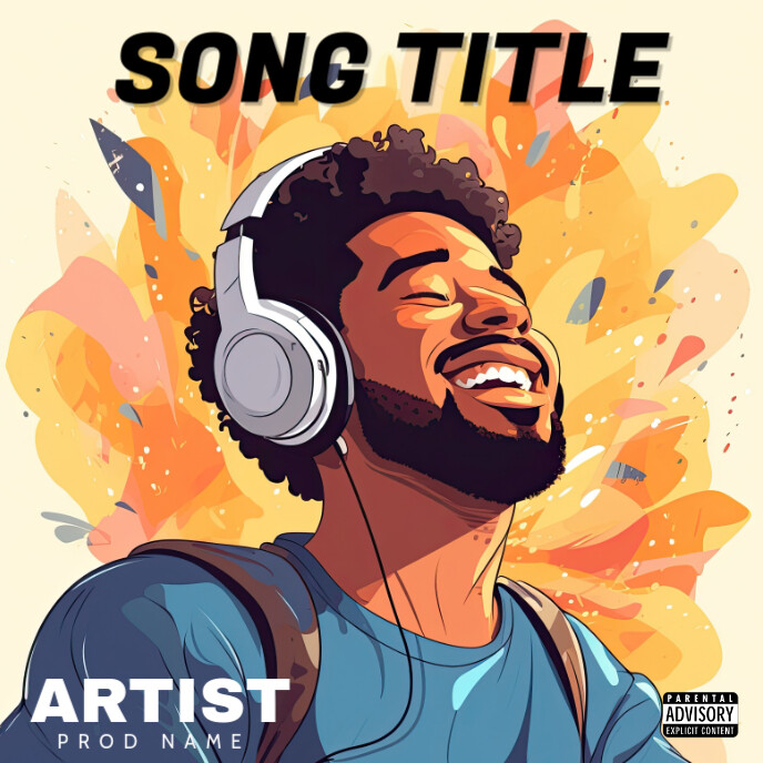 Orange Vintage Headphone Music Song Mixtape Album Cover Album Cover ...