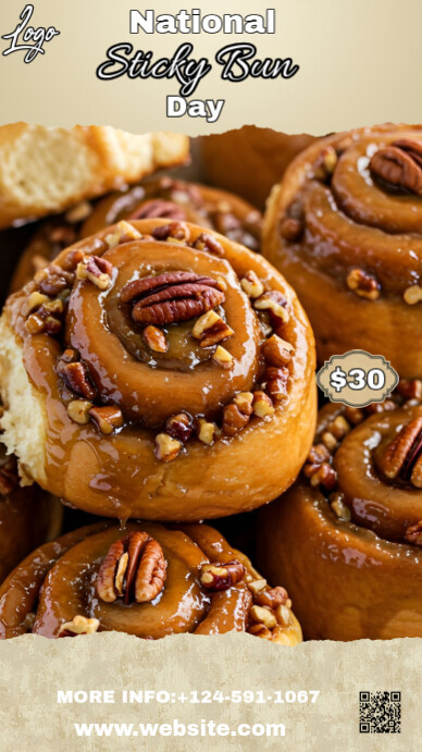 Orange Vintage Instagram Story sticky bun day flyer Template | PosterMyWall
