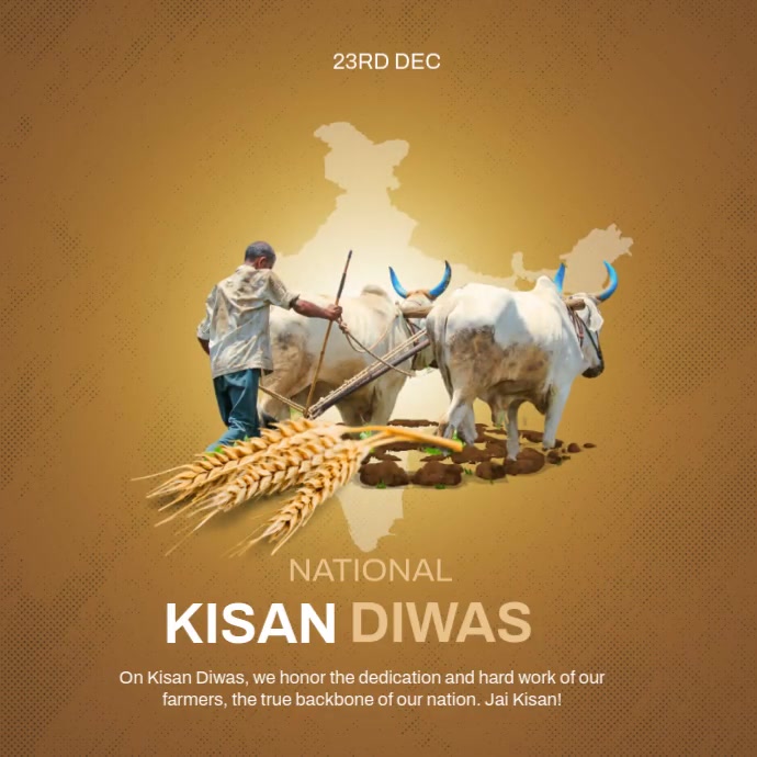 Orange Vintage Kisan Diwas Instagram Post Template | PosterMyWall