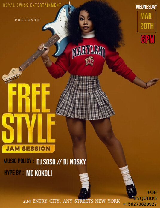 Copy of Orange Vintage Poster Design For A Music Event Titled "free Style Jam Session Flyer (us ...