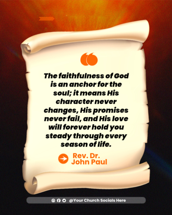 Orange Vintage Powerful Faithfulness Of God Scroll Quote Instagram ...
