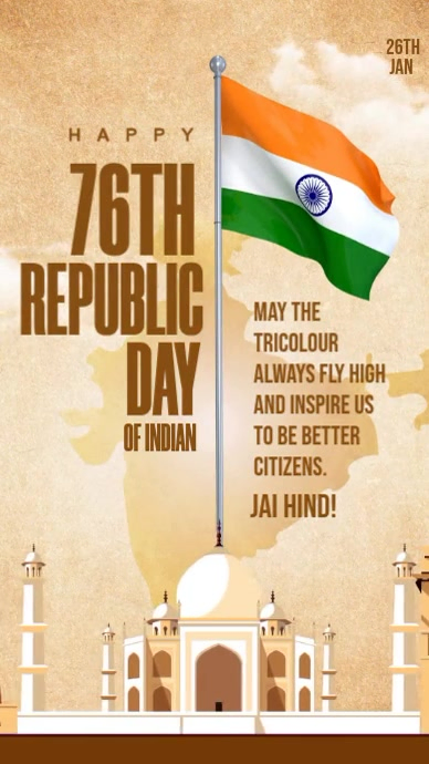 Orange Vintage Republic Day Instagram Story Template | PosterMyWall