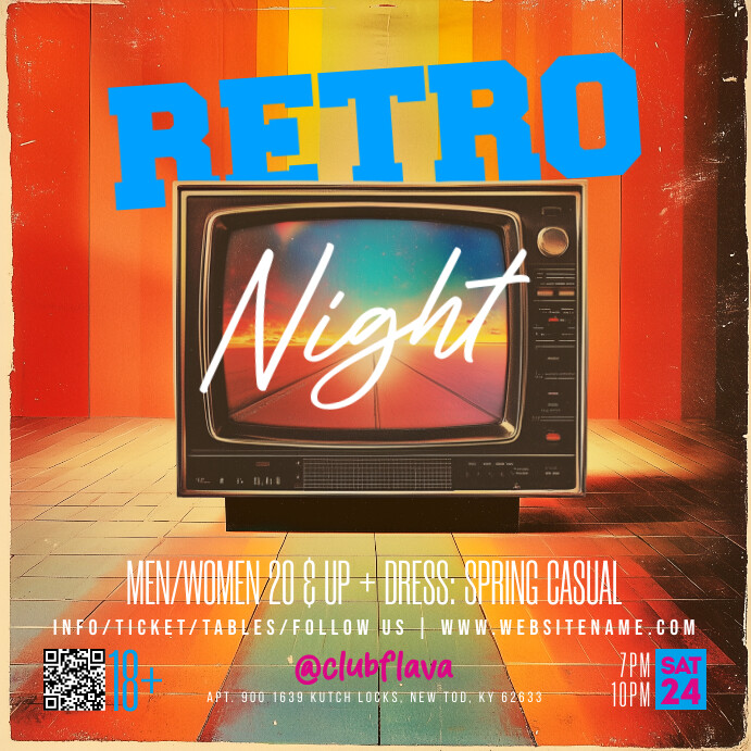 Copy of Orange Vintage Retro Night Instagram Post | PosterMyWall