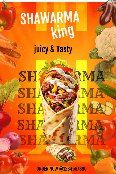 Orange Vintage Shawarma King Poster Template | PosterMyWall
